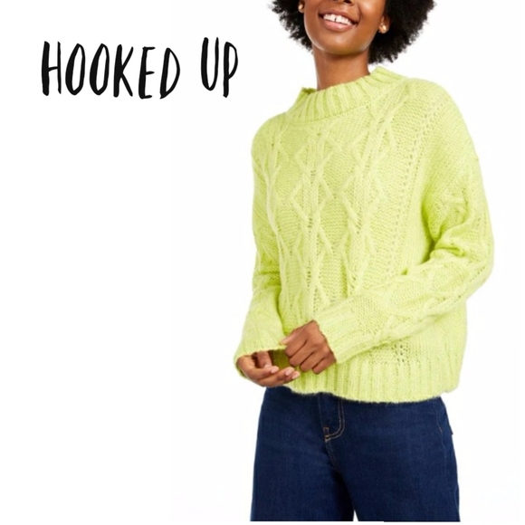 Hooked Up by IOT | Sweaters | Hooked Up Bright Neon Green Open ...